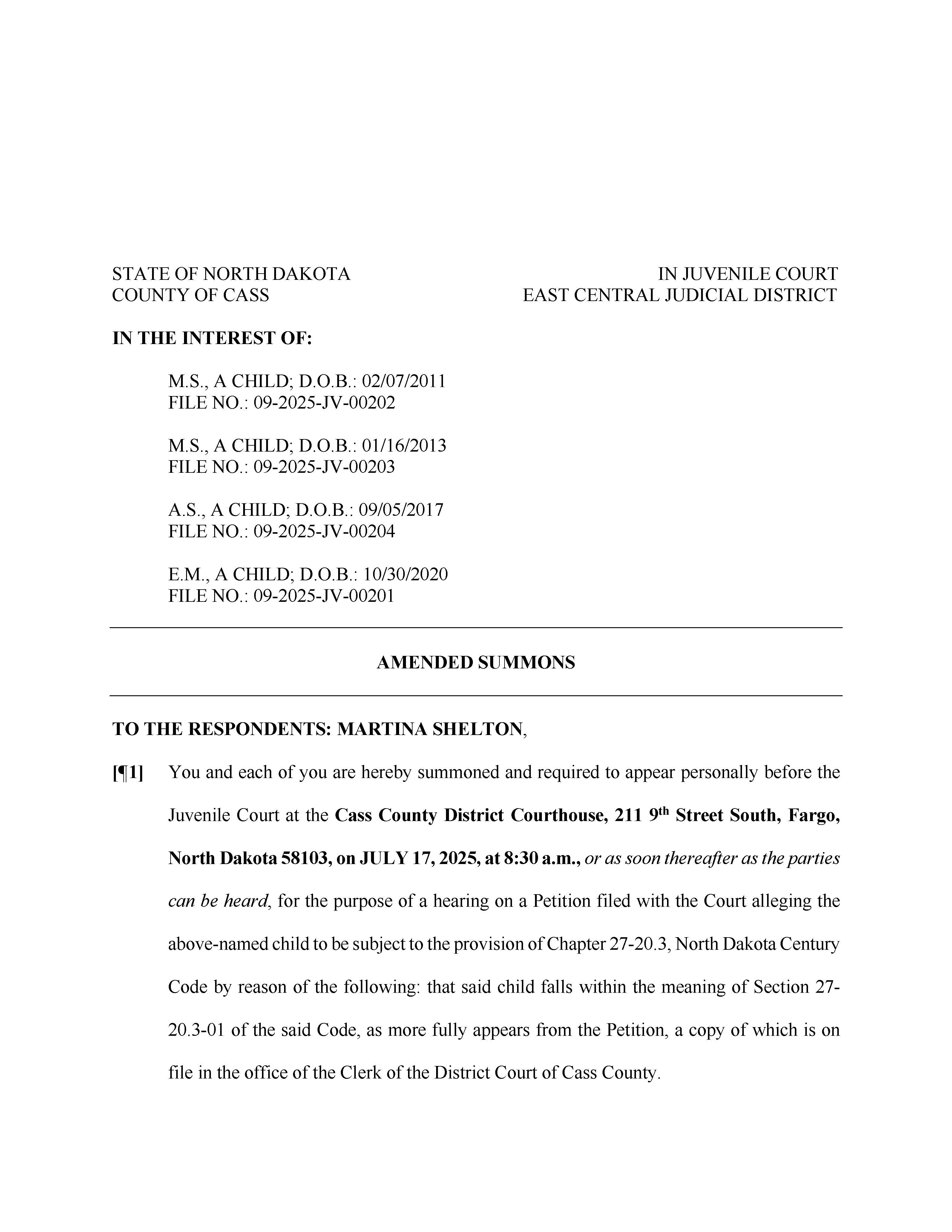 North Dakota Court System - Notice to Absent Party - Cass County ...